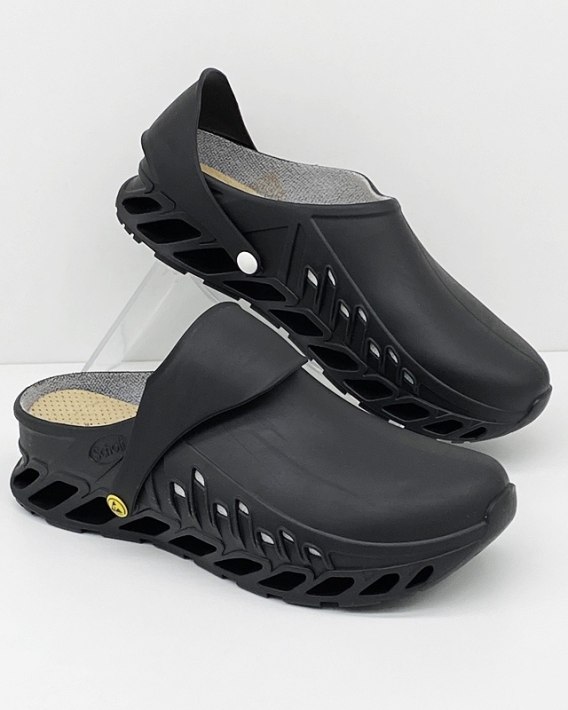 Certyfikowane chodaki medyczne Scholl Evoflex czarne F29378, buty ESD ...